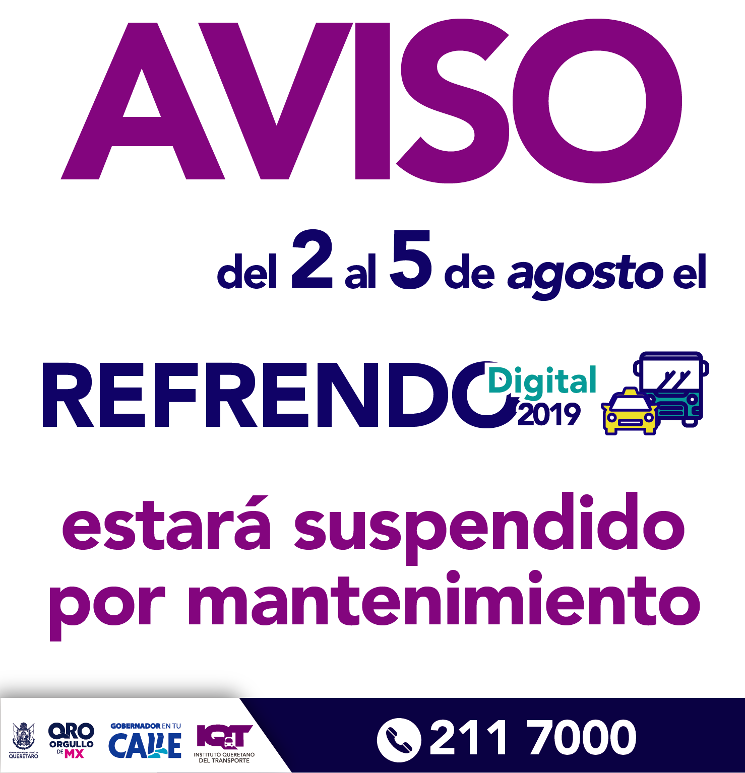 AGENCIA DE MOVILIDAD | AVISO SUSPENSION DE SERVICIO